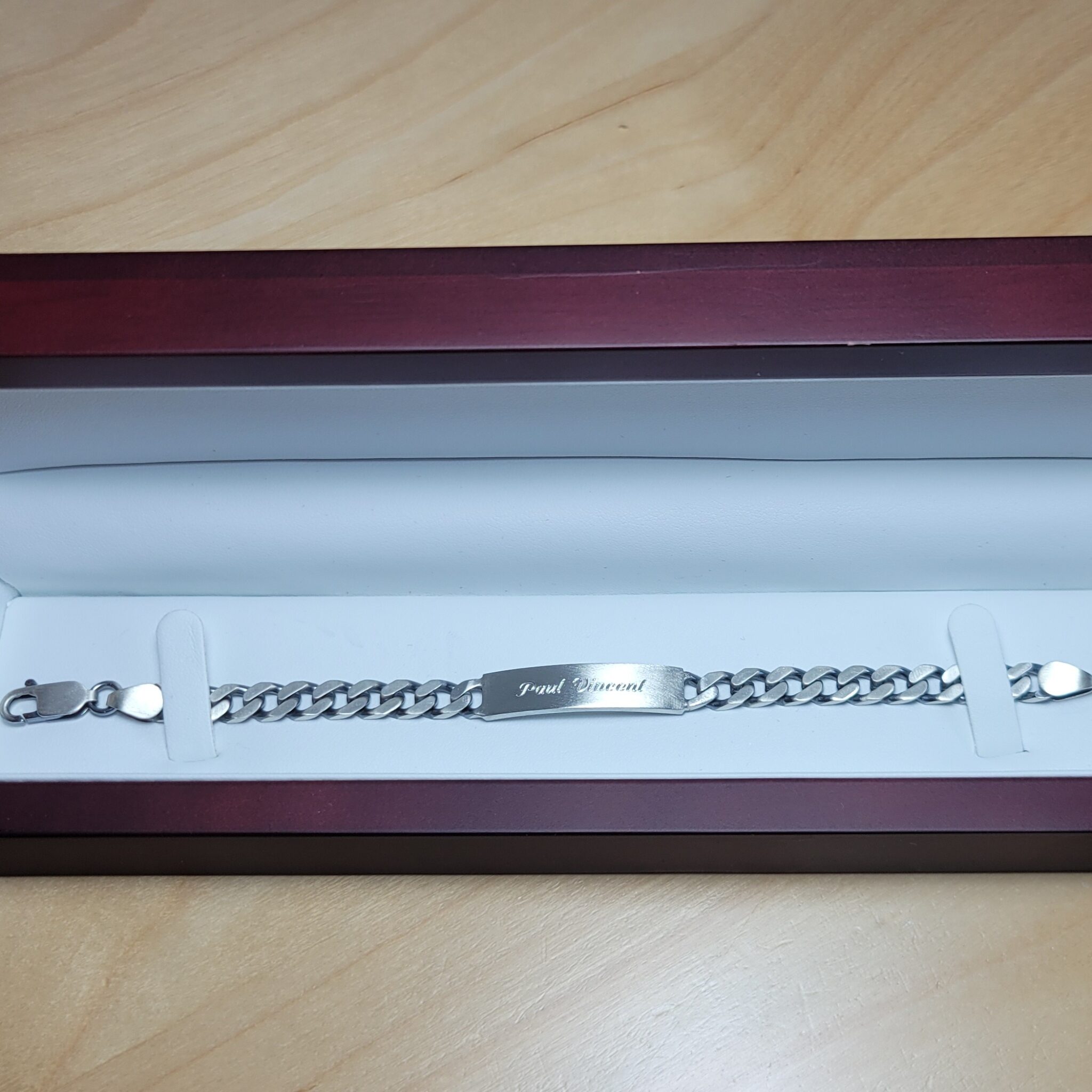 Boys Silver ID Bracelet in Brushed Silver - BeadifulBABY